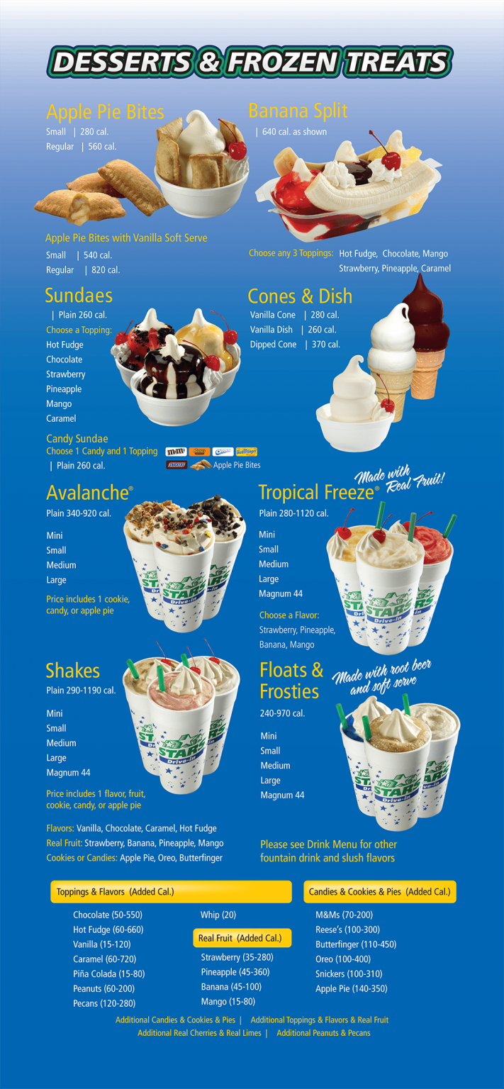 Menu - Stars Drive-in